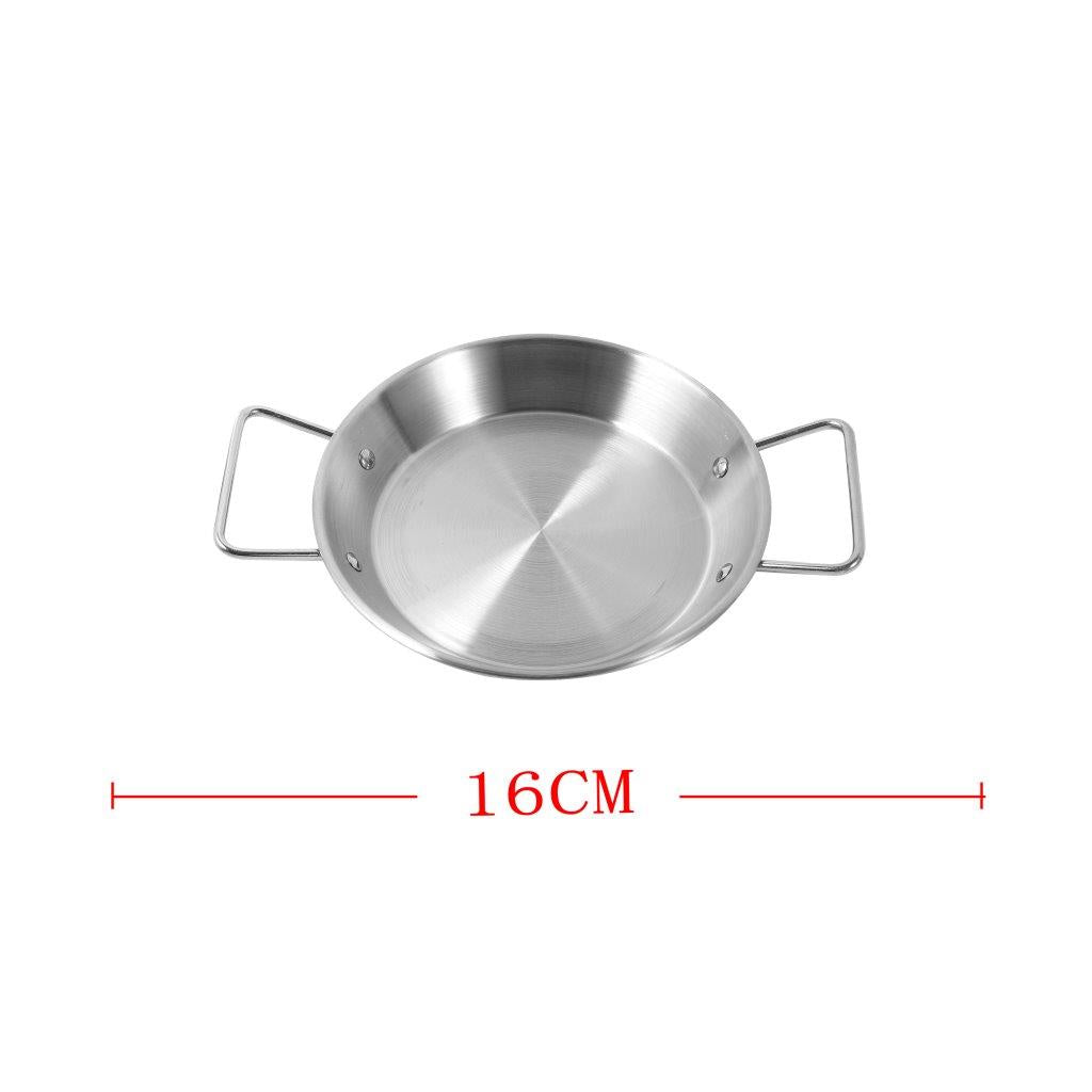 Stainless Steel Wok Pan Flat Karahi Paella Pan with Handles 16 cm (Ctn ...
